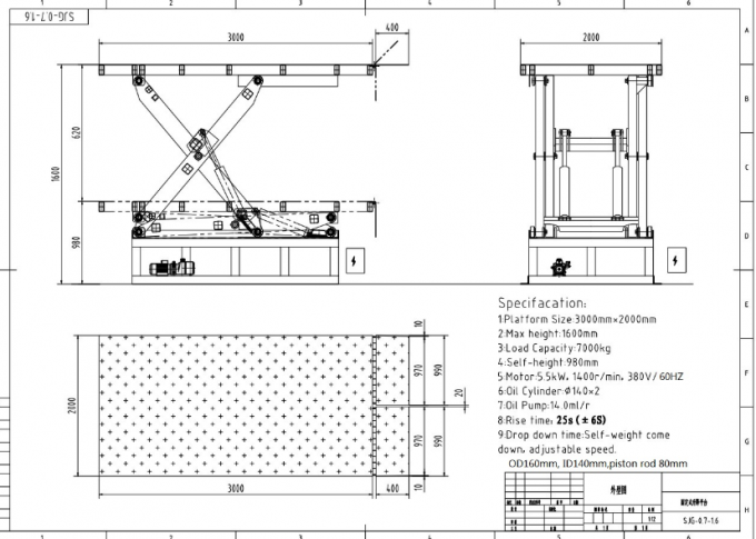 3.5 Ton Loading Bay Equipment Hydraulic Scissor Lift Platform Grey Color